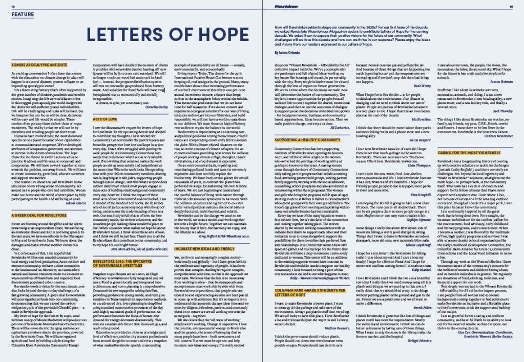 Letters of Hope: Acts of Love - Revelstoke Mountaineer
